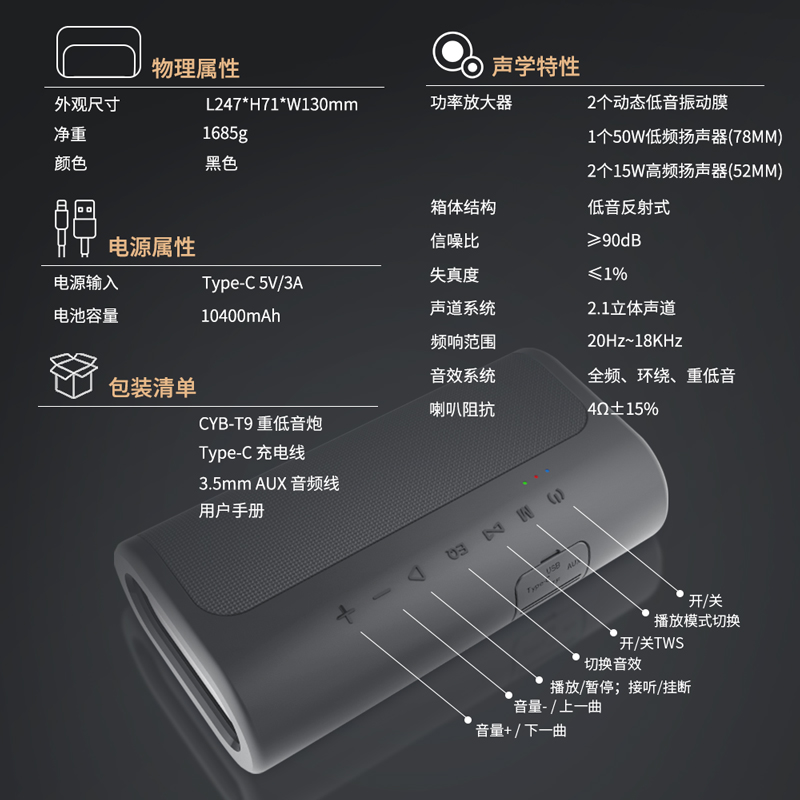 赛柏瑞斯 （Cyboris）大功率80W蓝牙音箱低音炮高音质 - 赛柏瑞斯自营旗舰店 - 麦咭商城 - 麦咭TV